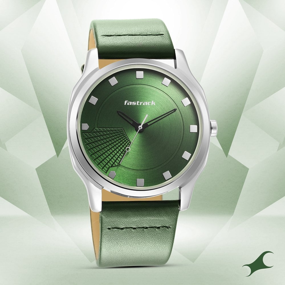 Buy Online Fastrack Stunners Quartz Analog Green Dial Leather Strap ...