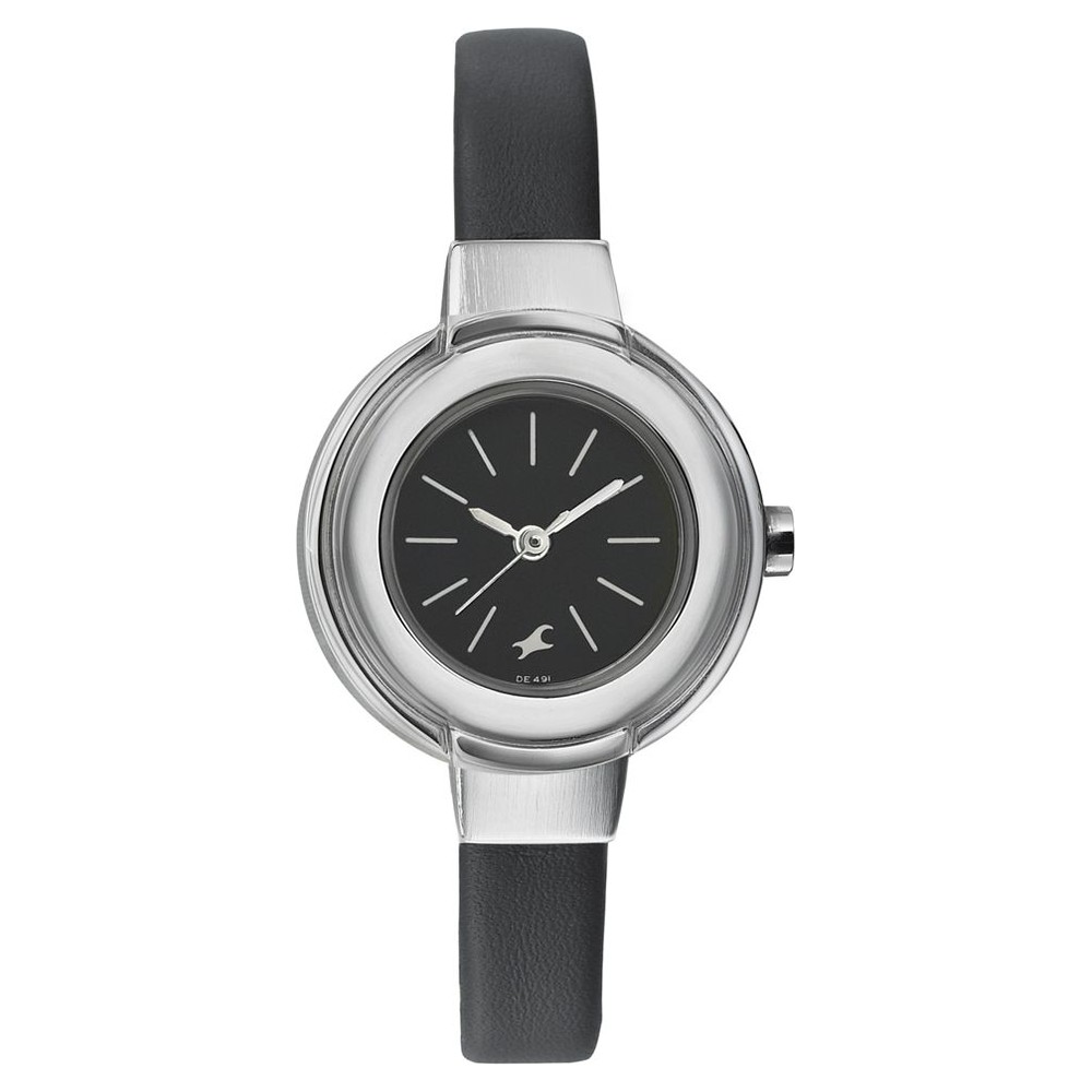 Buy Online Fastrack Quartz Analog Black Dial Leather Strap Watch for ...