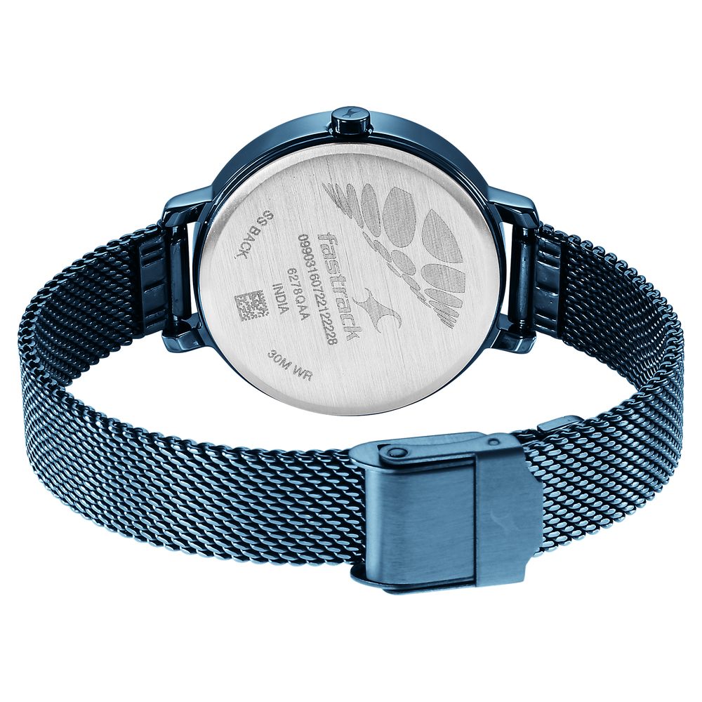 Buy Online Fastrack Younique Quartz Analog Blue Dial Stainless Steel ...