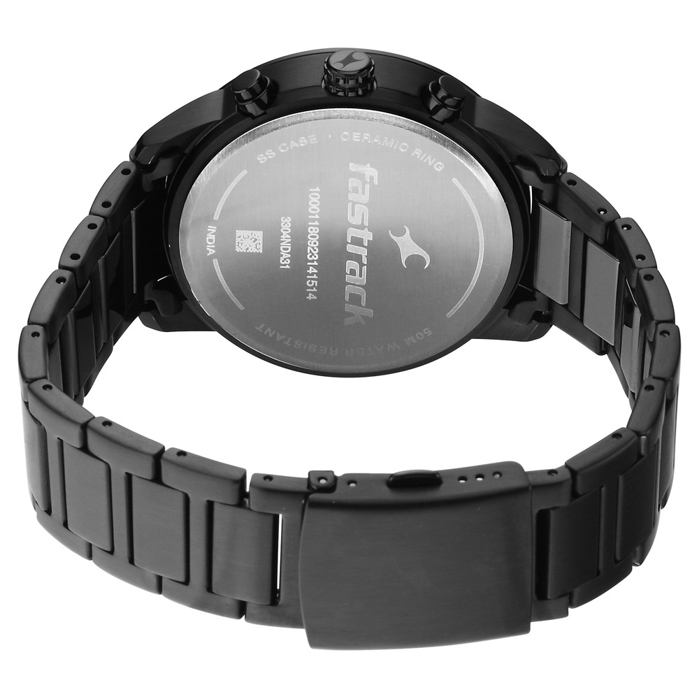 Buy Online Fastrack Cerame Quartz Multifunction Black Dial Steel ...