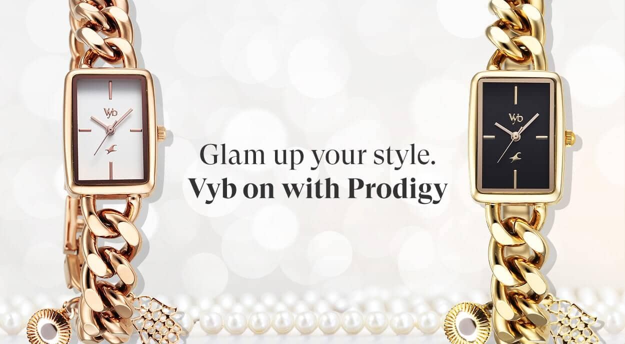 Buy Online Fastrack Vyb Prodigy Quartz Analog Black Dial Golden Color ...