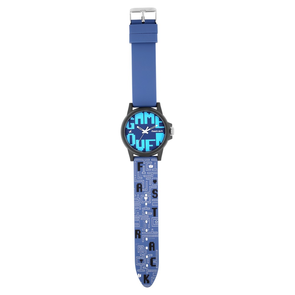 Buy Online Fastrack Arcade Quartz Analog Blue Dial Silicone Strap ...