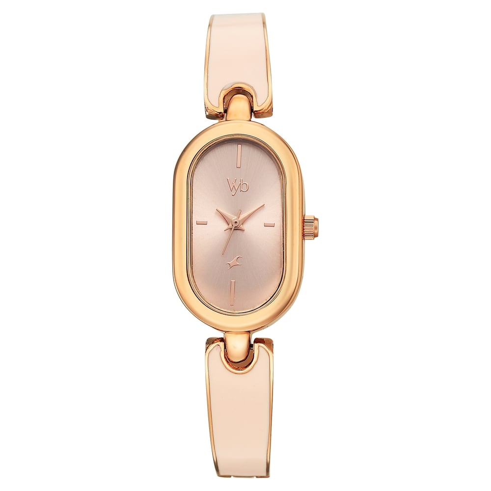 Buy Online Vyb Diva By Fastrack Quartz Analog Pink Dial Rose Gold Metal ...