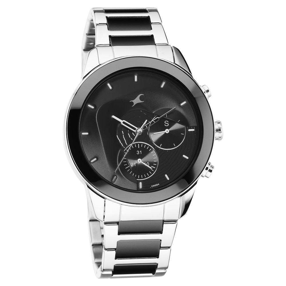 Buy Online Fastrack Cerame Quartz Multifunction Black Dial Steel ...