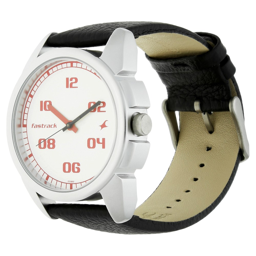 Buy Online Fastrack Quartz Analog White Dial Leather Strap Watch for ...