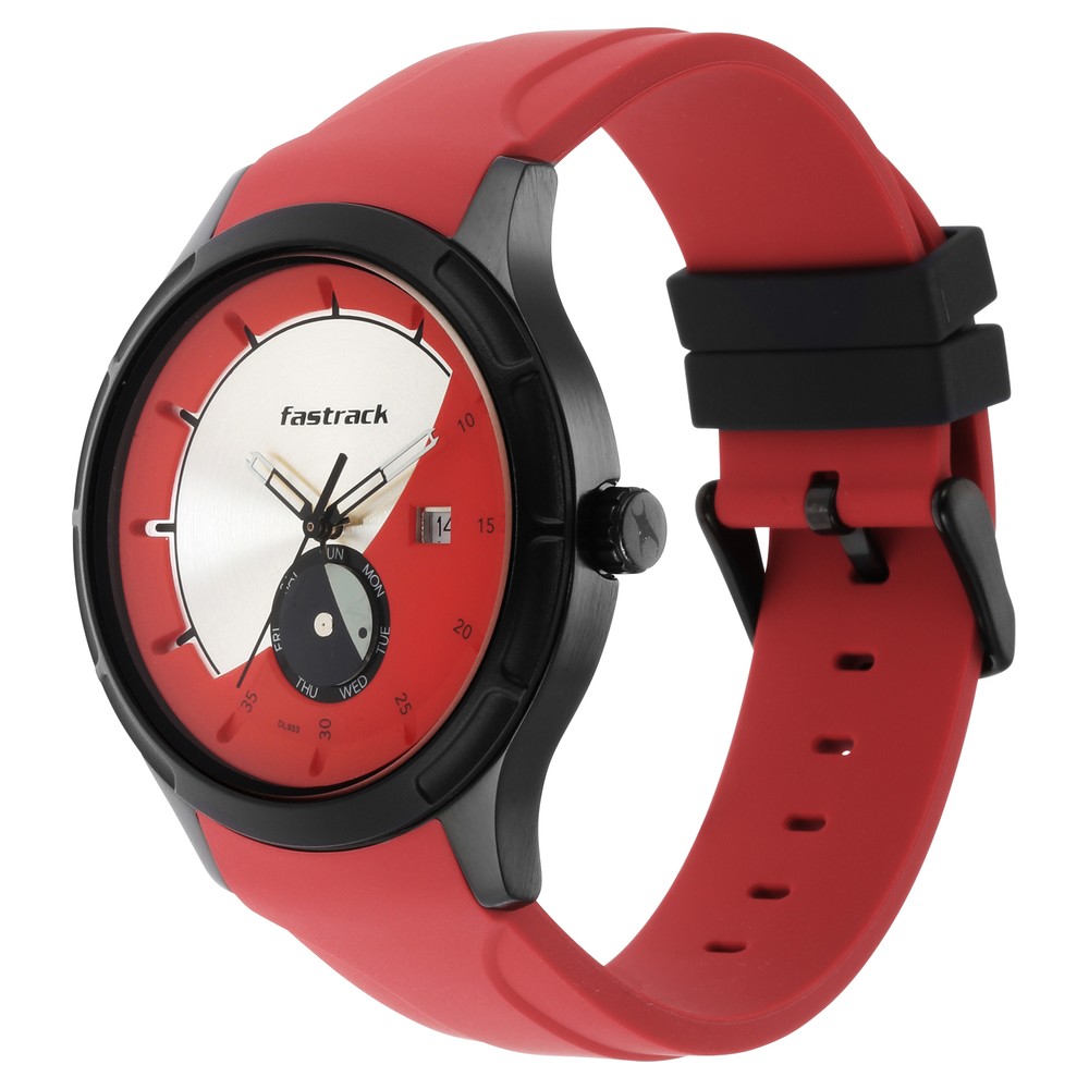 Buy Online Fastrack Urban Bounce Quartz Analog Red Dial Silicone Strap ...