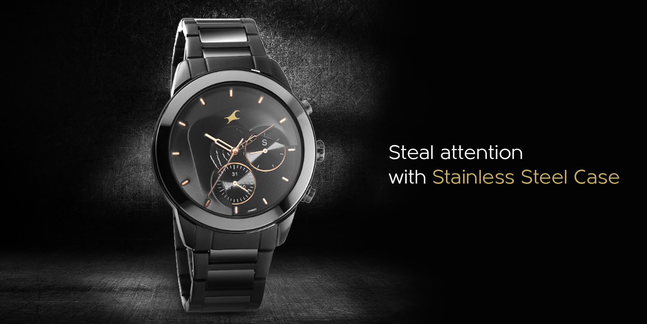 Buy Online Fastrack Cerame Quartz Multifunction Black Dial Steel ...