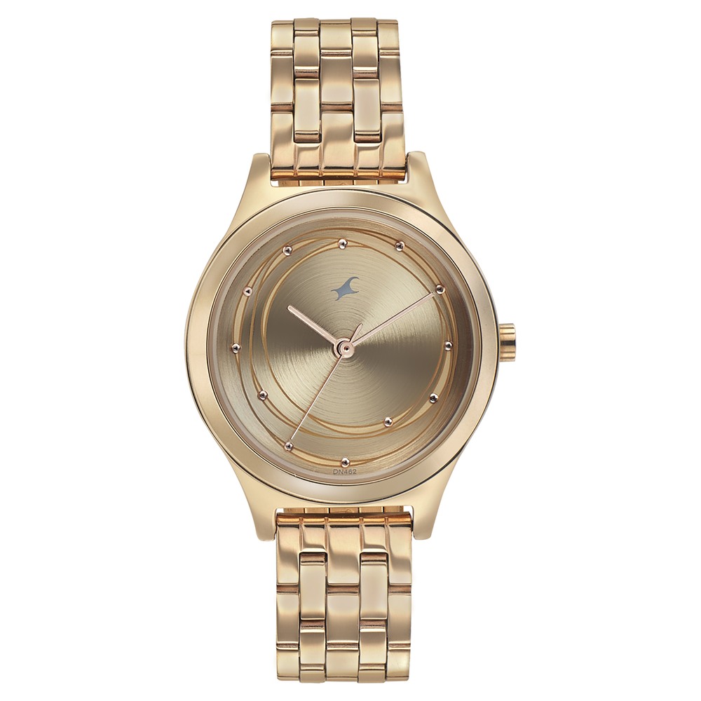 Buy Online Fastrack Style Up Golden Dial Stainless Steel Strap Watch ...