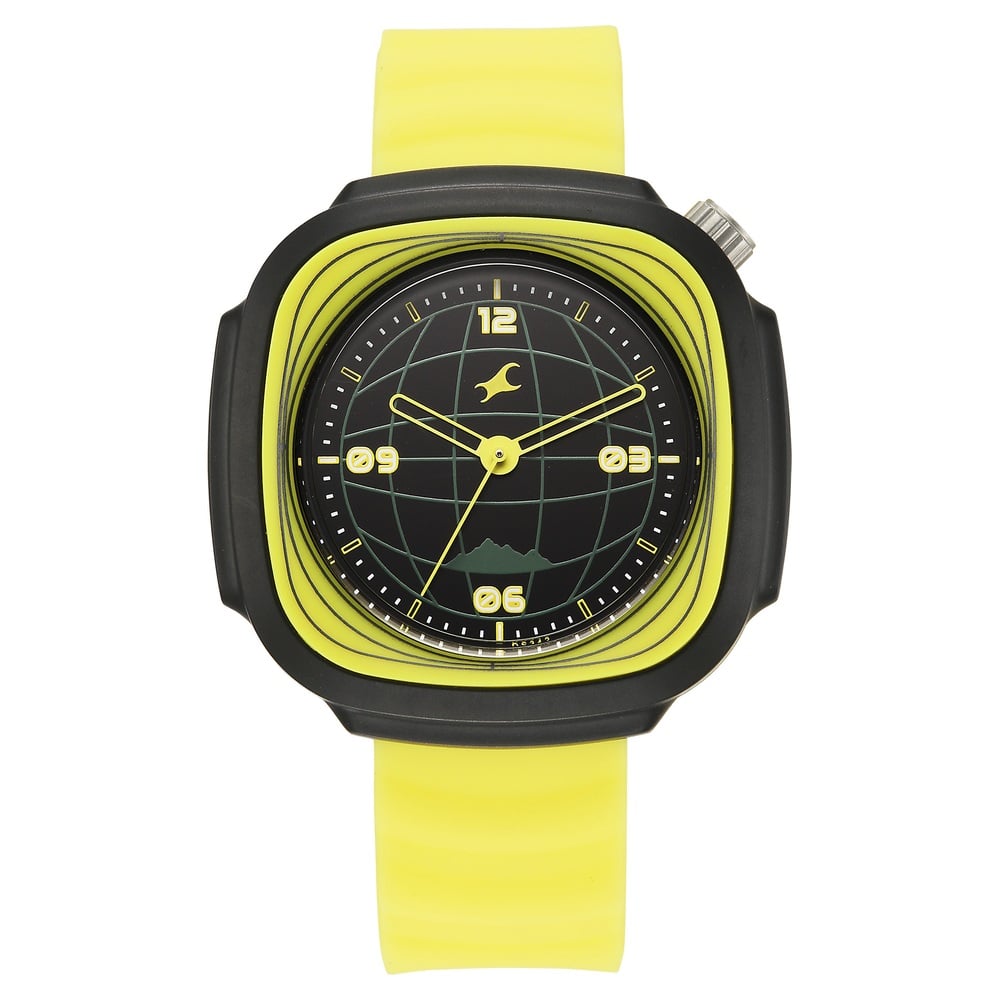 Buy Online Fastrack Hype Adventure Quartz Analog Black Dial Yellow ...