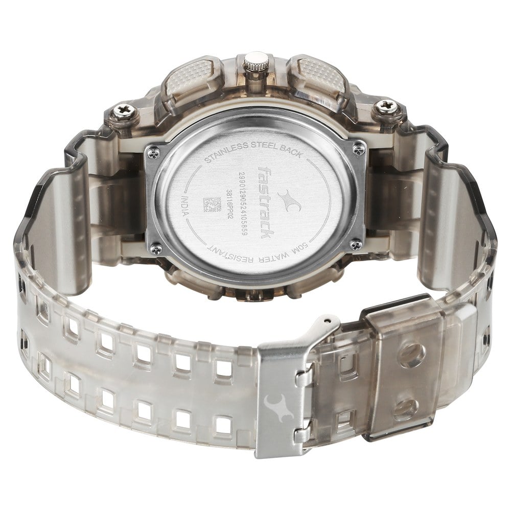 Buy Online Fastrack StreetStyle Digital Dial Translucent Grey PU Strap ...