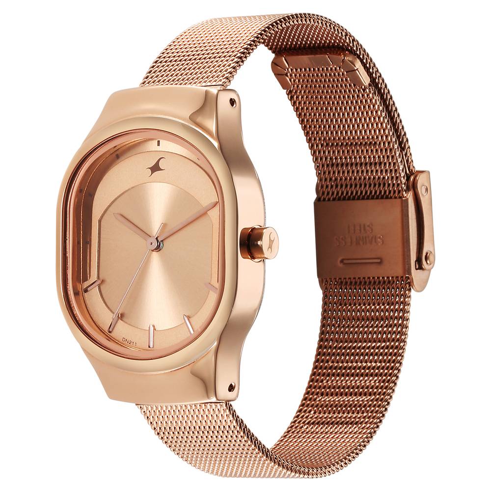 Buy Online Fastrack Snob X Rose Gold Dial Stainless Steel Strap Watch ...
