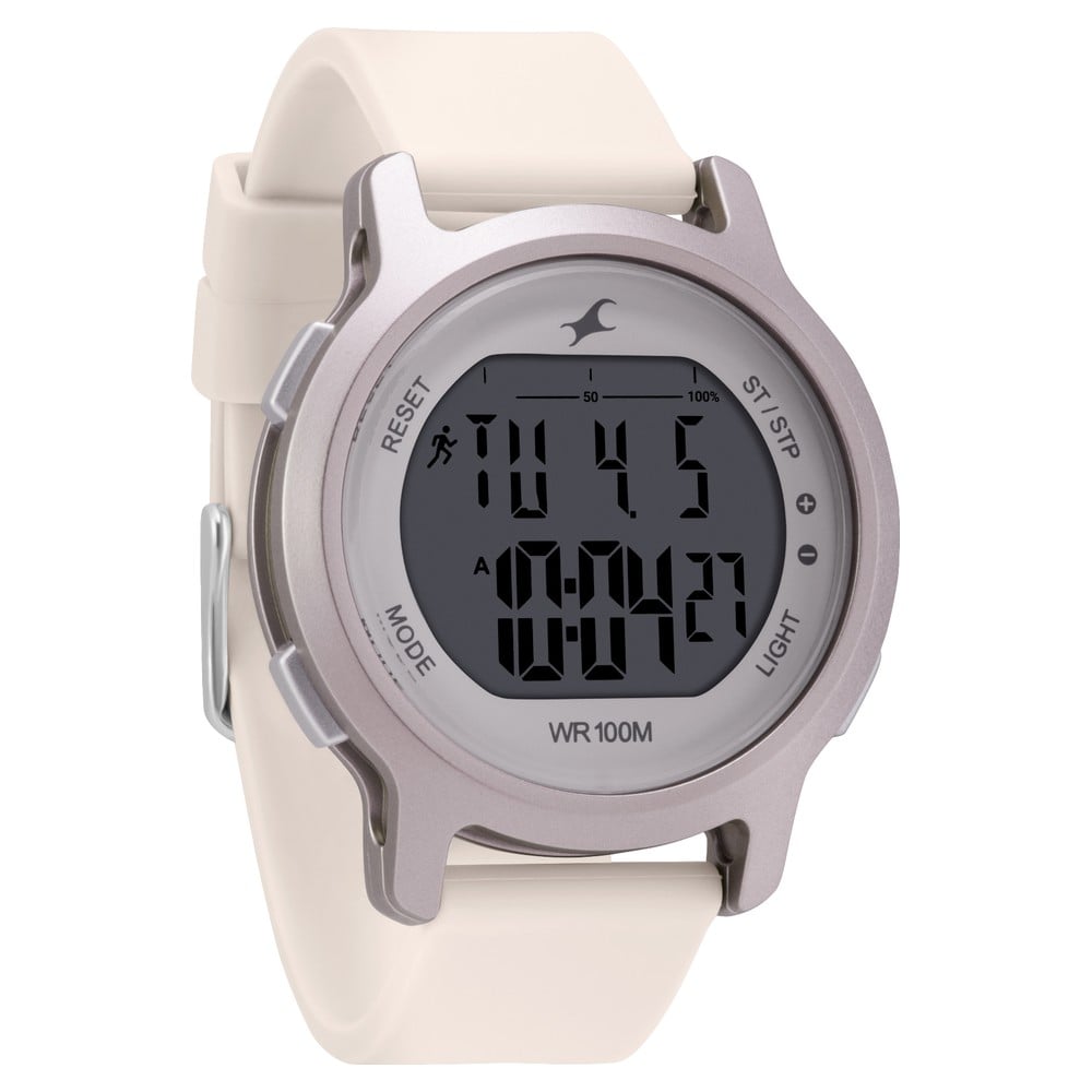 Buy Online Fastrack Street Line Digital Dial Beige Silicone Strap Watch ...