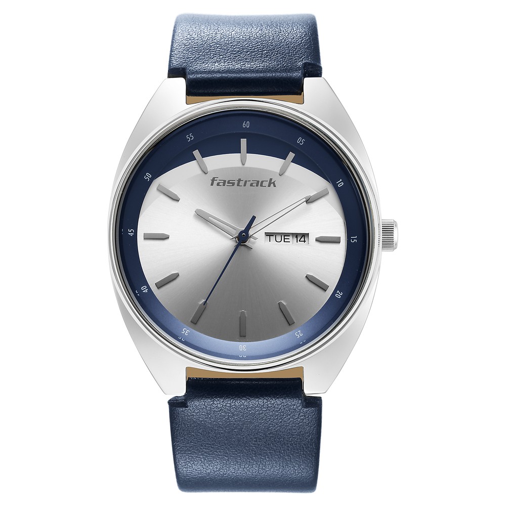 Buy Online Fastrack Snob X Silver Dial Leather Strap Watch for Guys ...