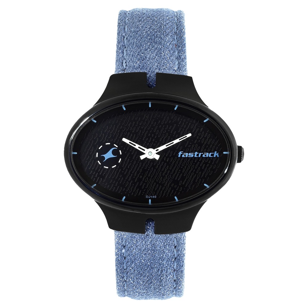Buy Online Fastrack Denim Quartz Analog Black Dial Denim Strap Watch ...