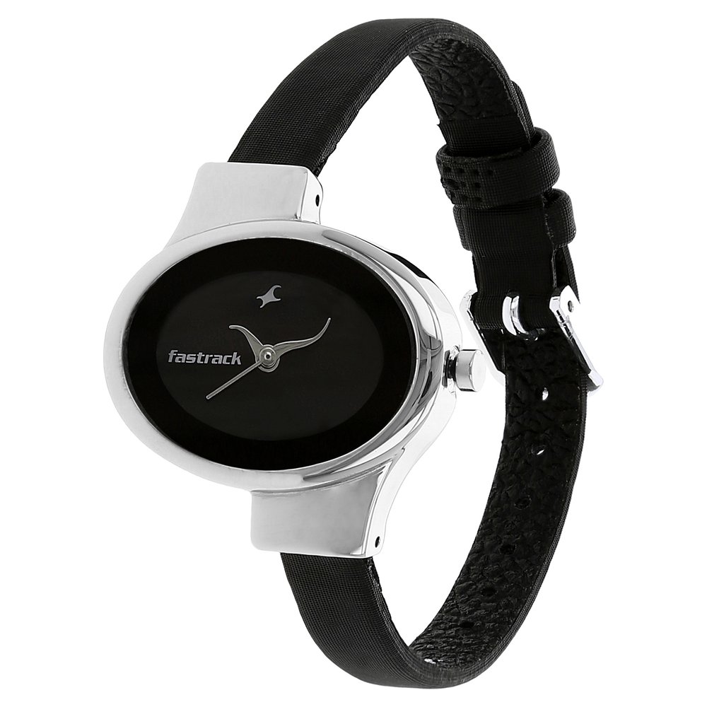 Buy Online Fastrack Quartz Analog Black Dial Leather Strap Watch for ...