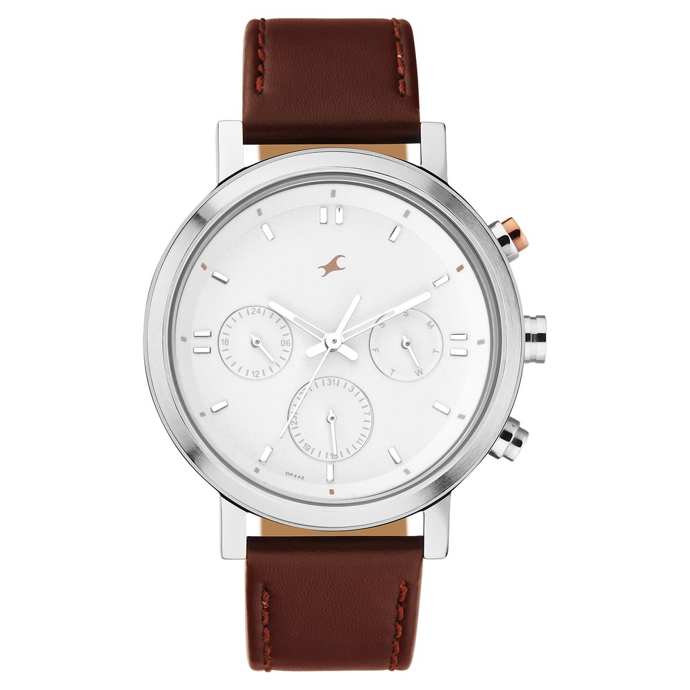 Buy Online Fastrack Tick Tock Quartz Analog White dial Leather Strap ...