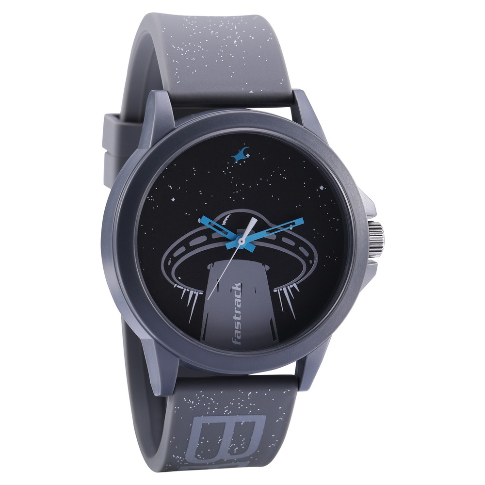 Buy Online Fastrack Space Rover Quartz Analog Black Dial Silicone Strap ...
