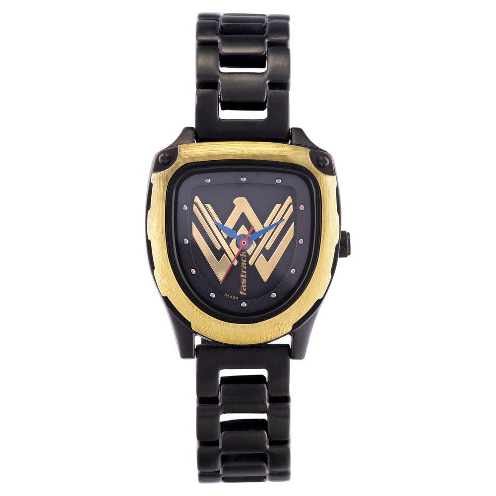 Buy Online Fastrack Wonder Woman Quartz Analog Black Dial Metal Strap ...