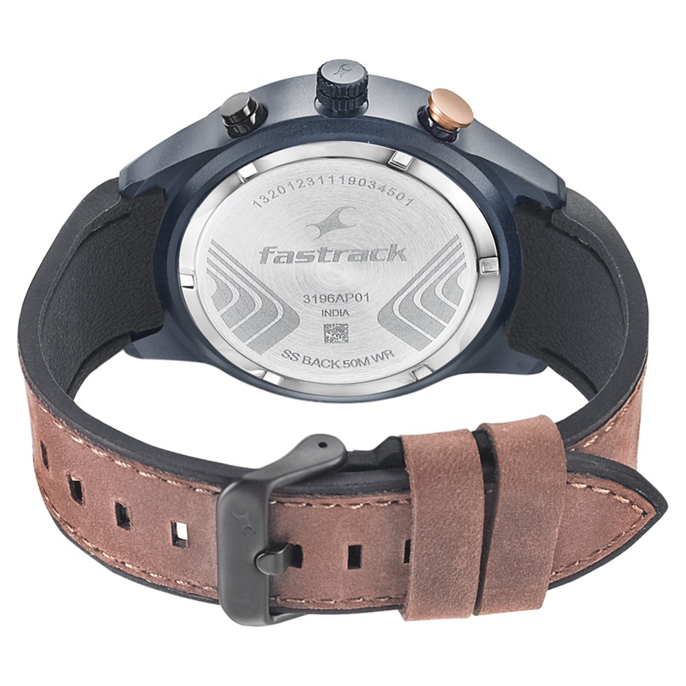 Buy Online Fastrack All Nighters Quartz Multifunction Blue Dial Leather ...