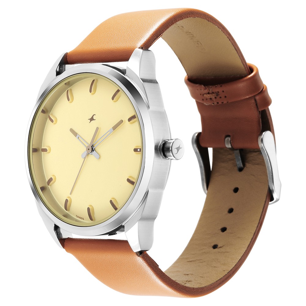 Buy Online Fastrack After Dark Beige Dial Leather Strap Watch for Guys ...