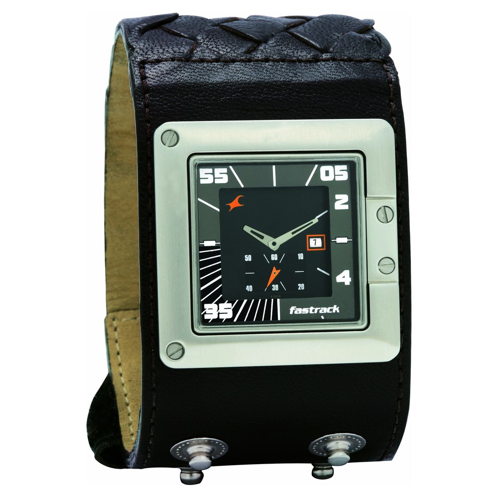 Buy Online Fastrack Quartz Analog Black Dial Leather Strap Watch for ...