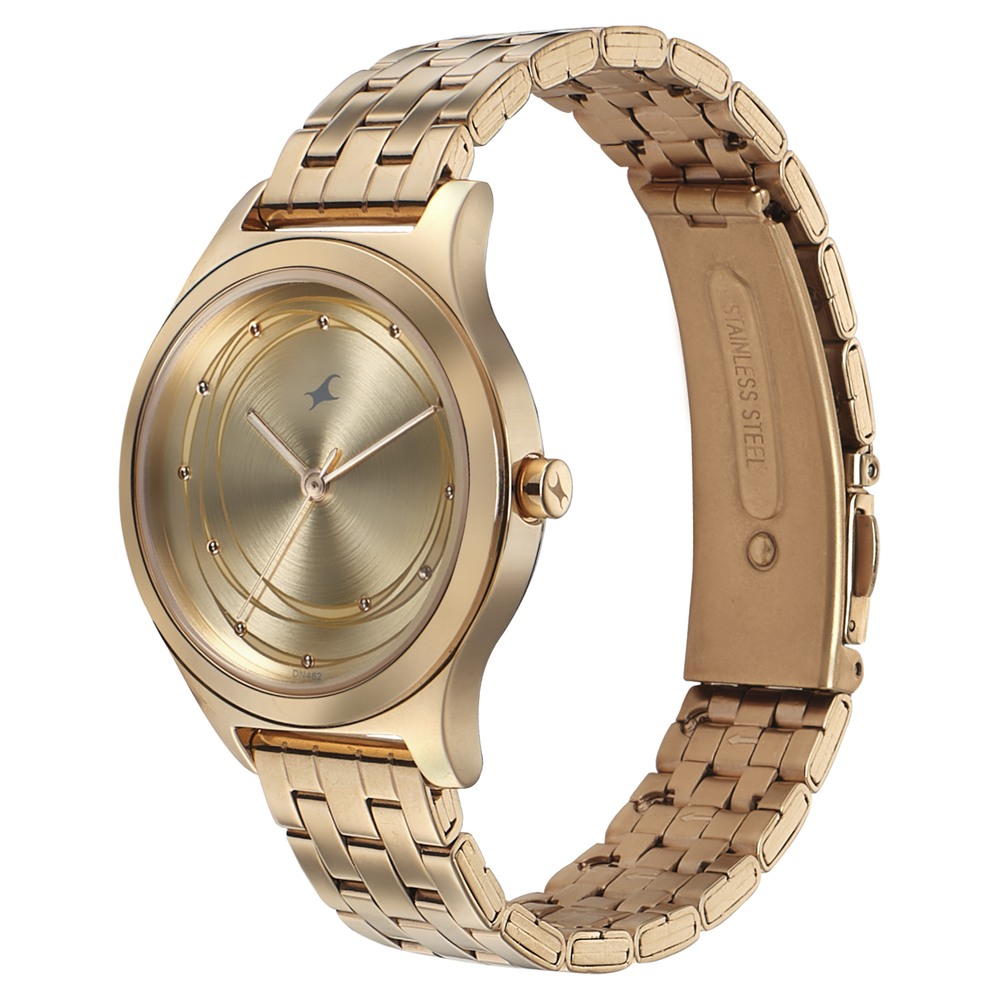 Buy Online Fastrack Style Up Golden Dial Stainless Steel Strap Watch ...