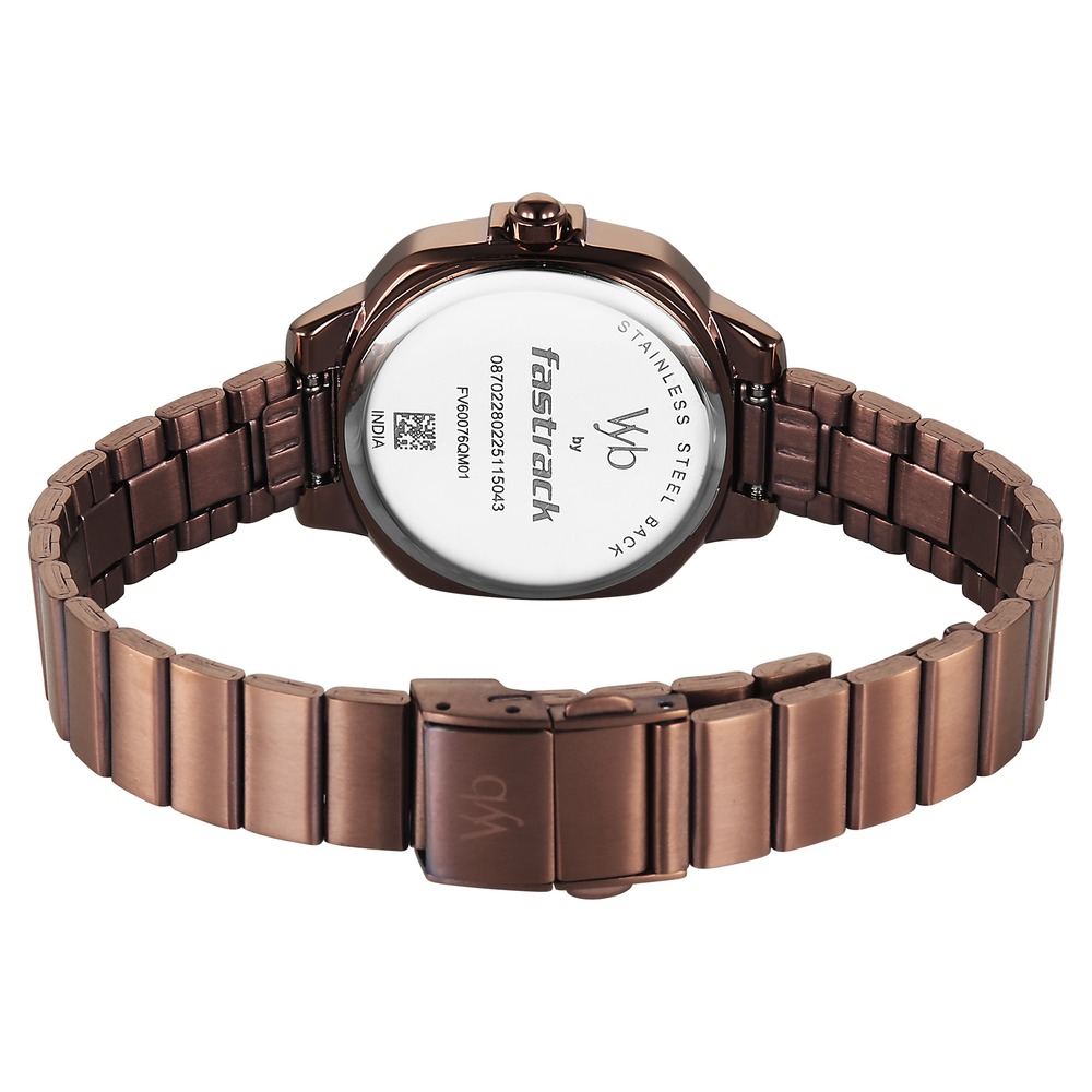 Buy Online Fastrack Vyb Seeker Quartz Analog Brown Dial Metal Strap ...