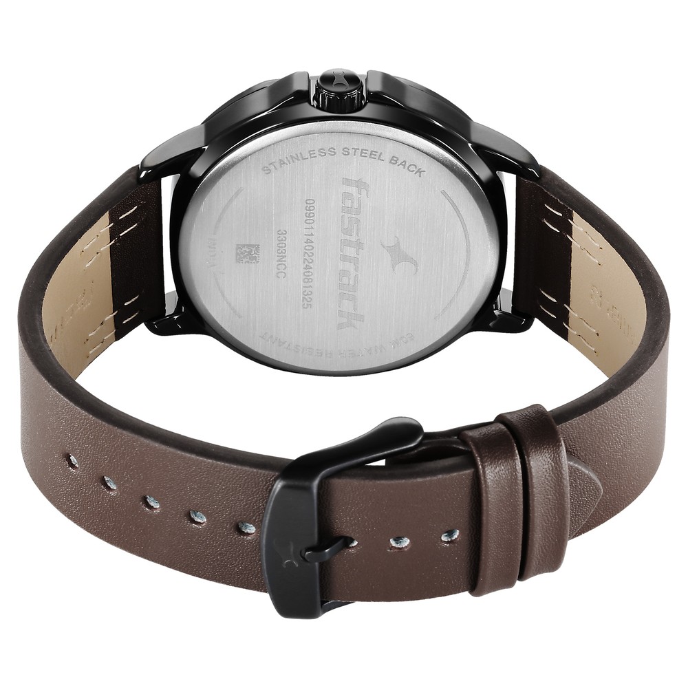 Buy Online Fastrack Fleek Quartz Multifunction Green Dial Leather Strap ...
