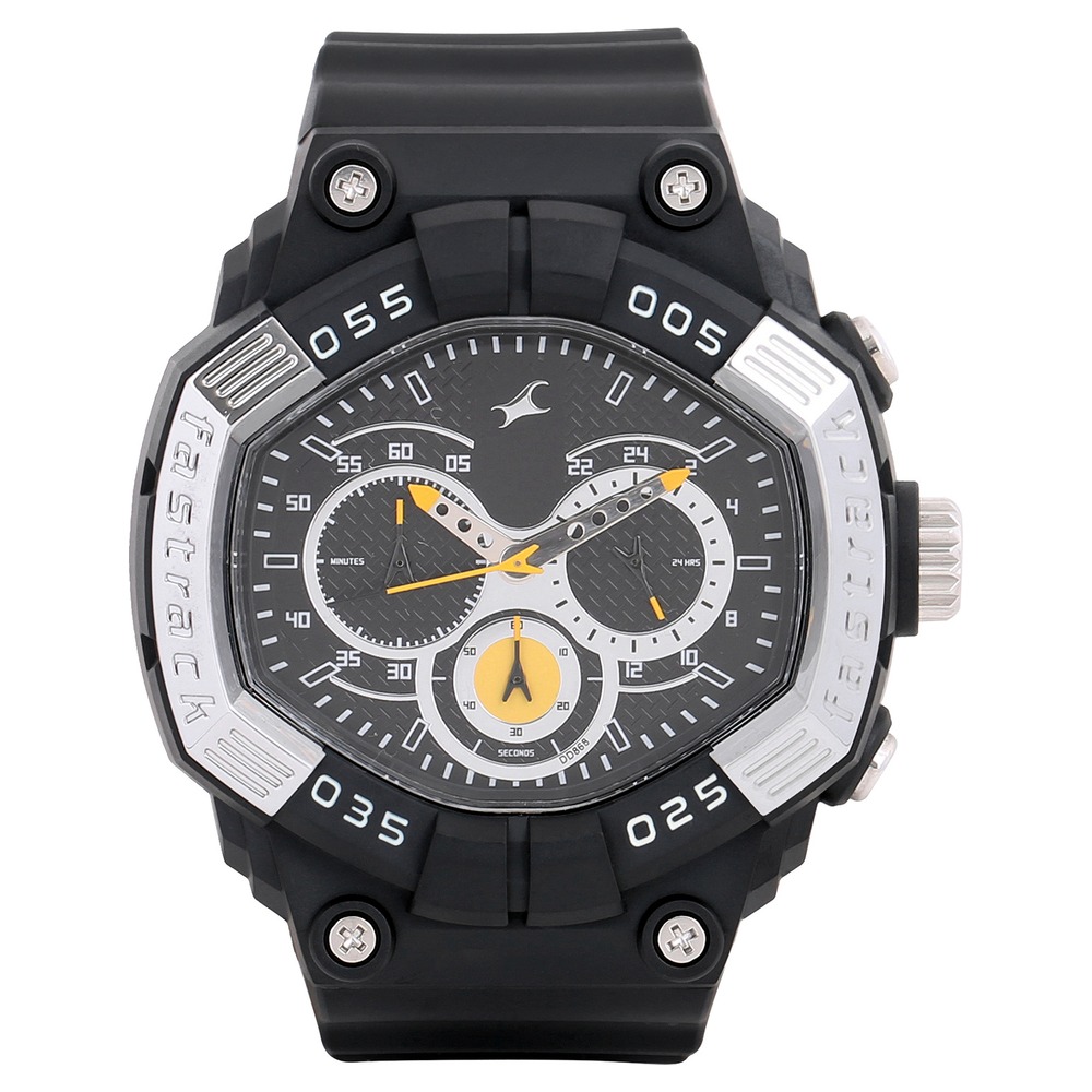 Buy Online Fastrack Quartz Chronograph Black Dial Plastic Strap Watch ...