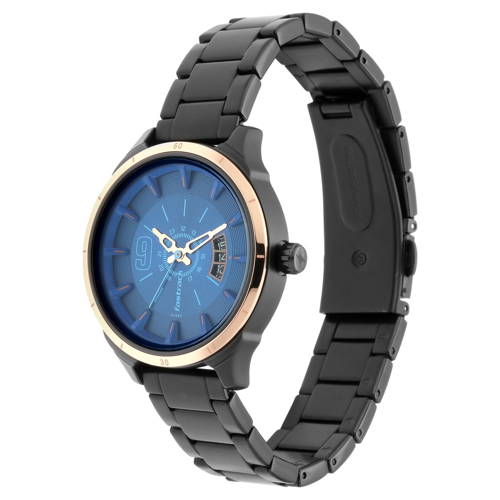 Buy Online Fastrack All Nighters Quartz Analog Blue Dial Stainless ...