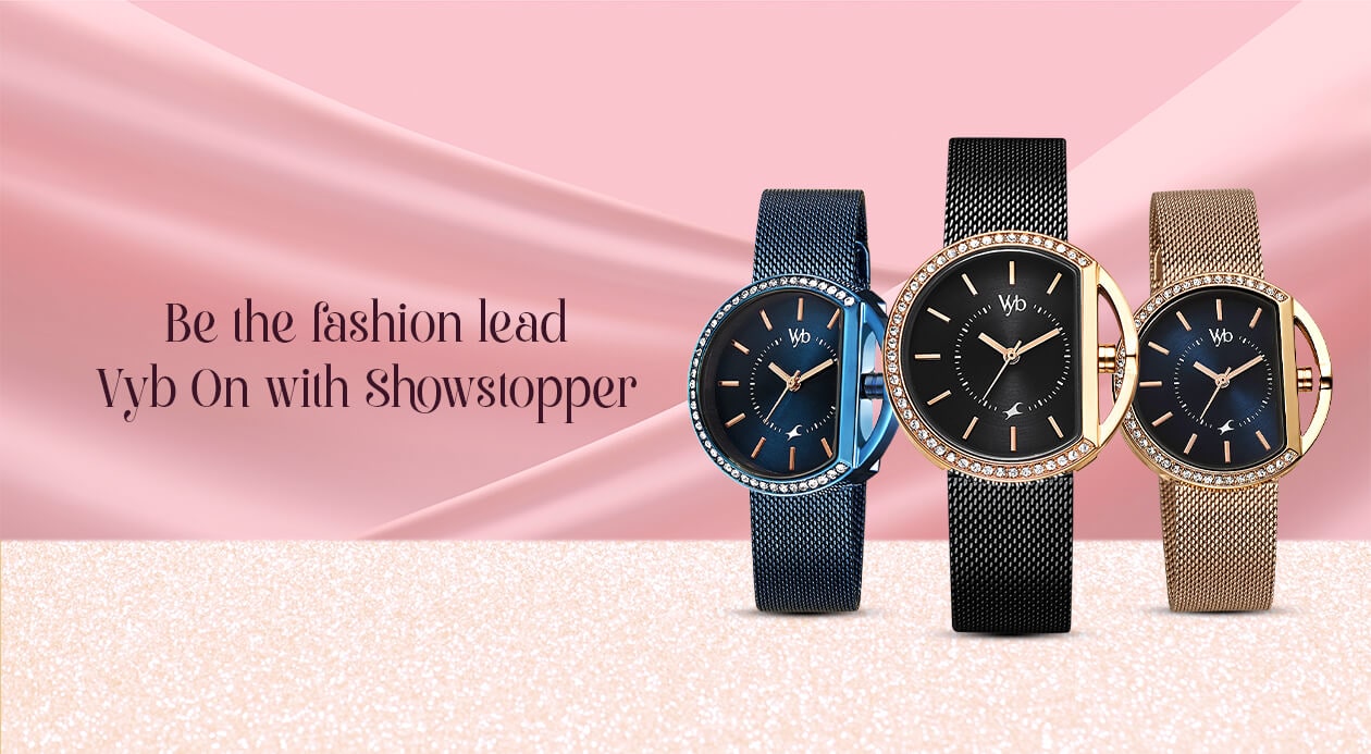 Buy Online Fastrack Vyb Showstopper Quartz Analog Blue Dial Stainless ...