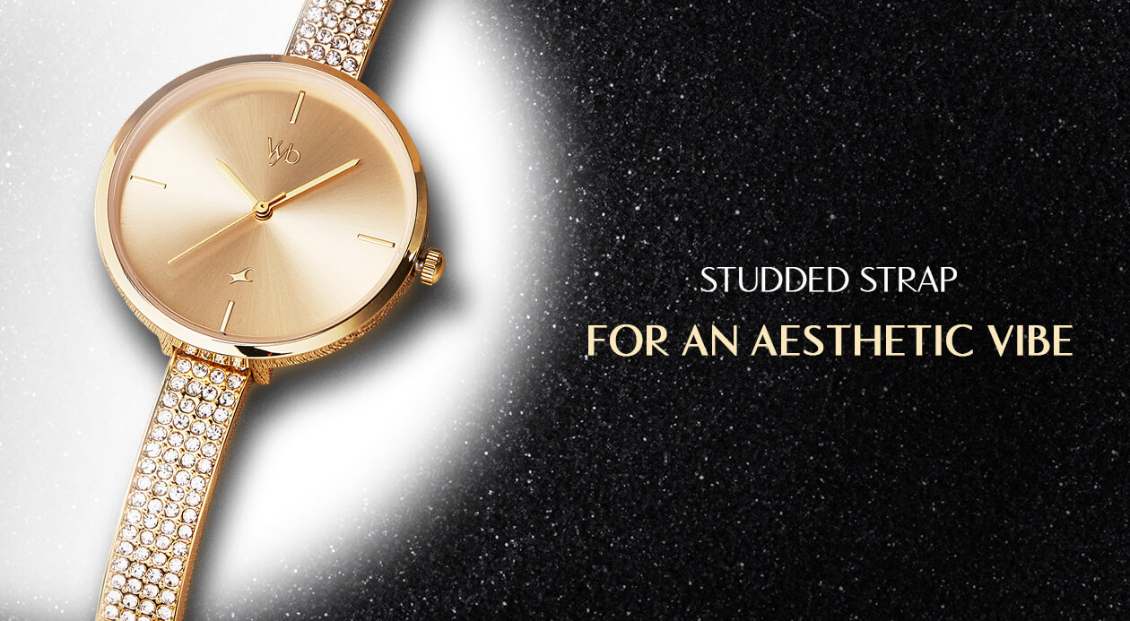 Buy Online Fastrack Vyb Starlet Quartz Analog Golden Dial Metal Strap ...