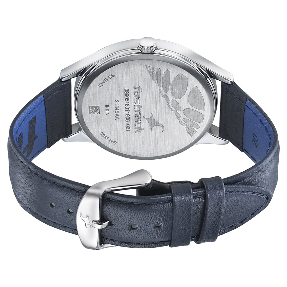 Fastrack Space Rover Quartz Analog Green Dial Leather Strap Watch for Guys