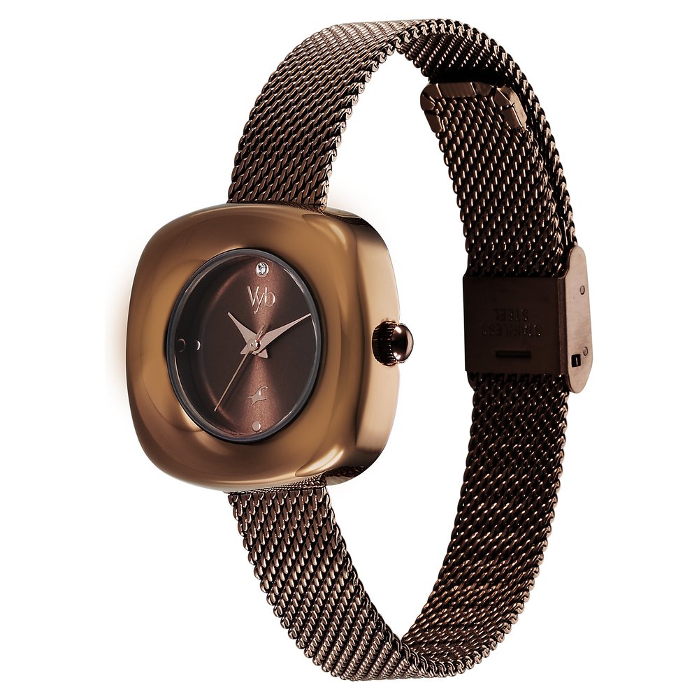 Buy Online Vyb Runway By Fastrack Quartz Analog Brown Dial Metal Strap ...