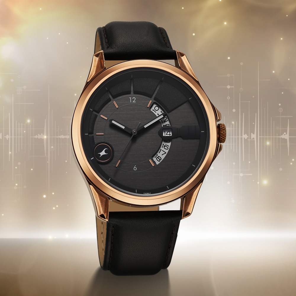 Buy Online Fastrack Groove Quartz Analog with Date Grey Dial Black ...