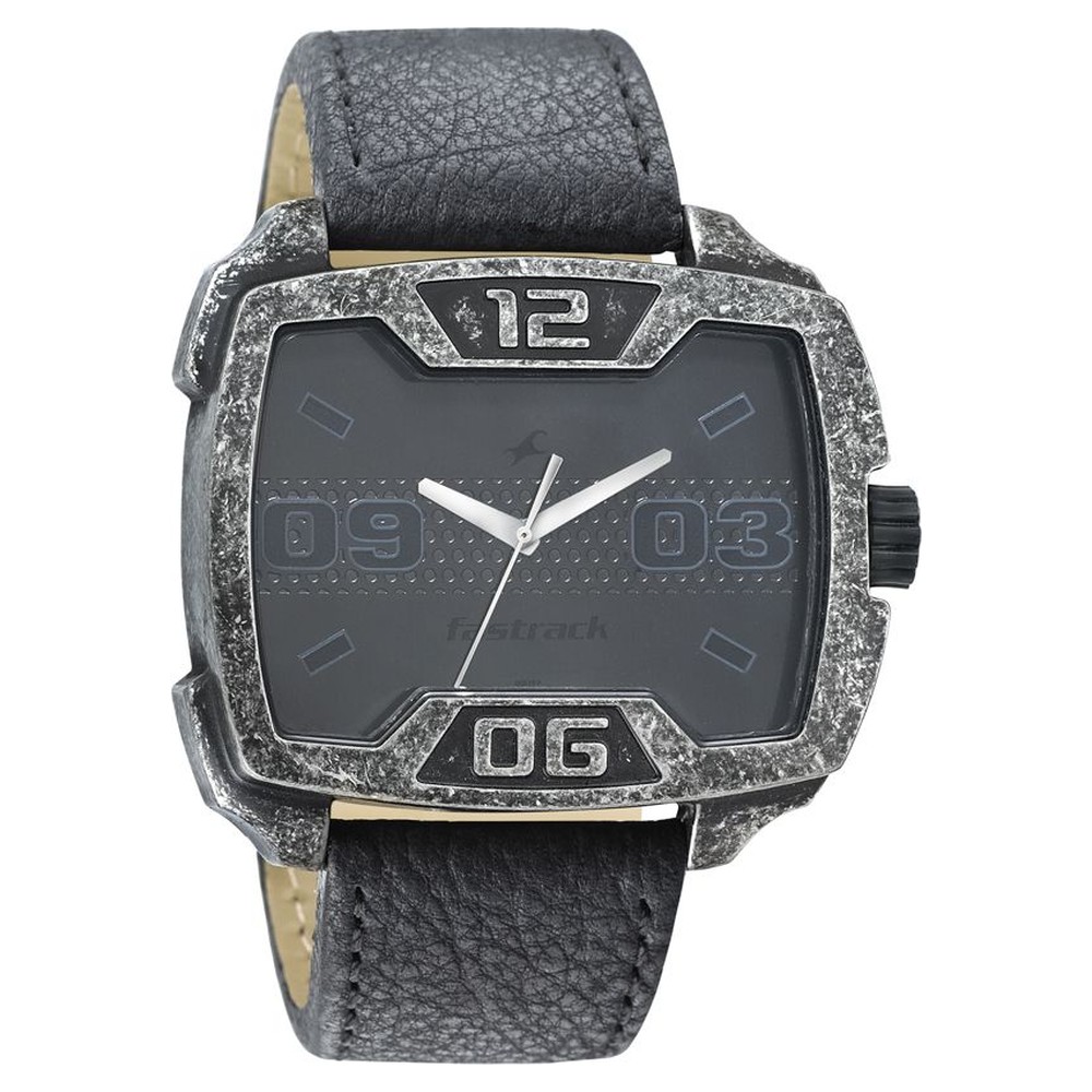 Buy Online Fastrack Quartz Analog Black Dial Leather Strap Watch for ...