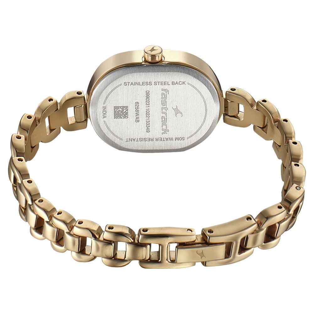 Buy Online Fastrack Style Up Golden Dial Metal Strap Watch for Girls ...