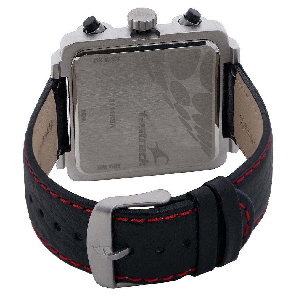Buy Online Fastrack Quartz Chronograph Black Dial Leather Strap Watch ...