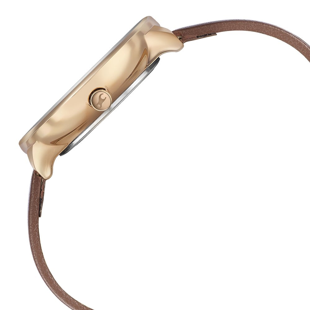 Buy Online Fastrack Stunners Analog Rose Gold Dial Brown Leather Strap ...