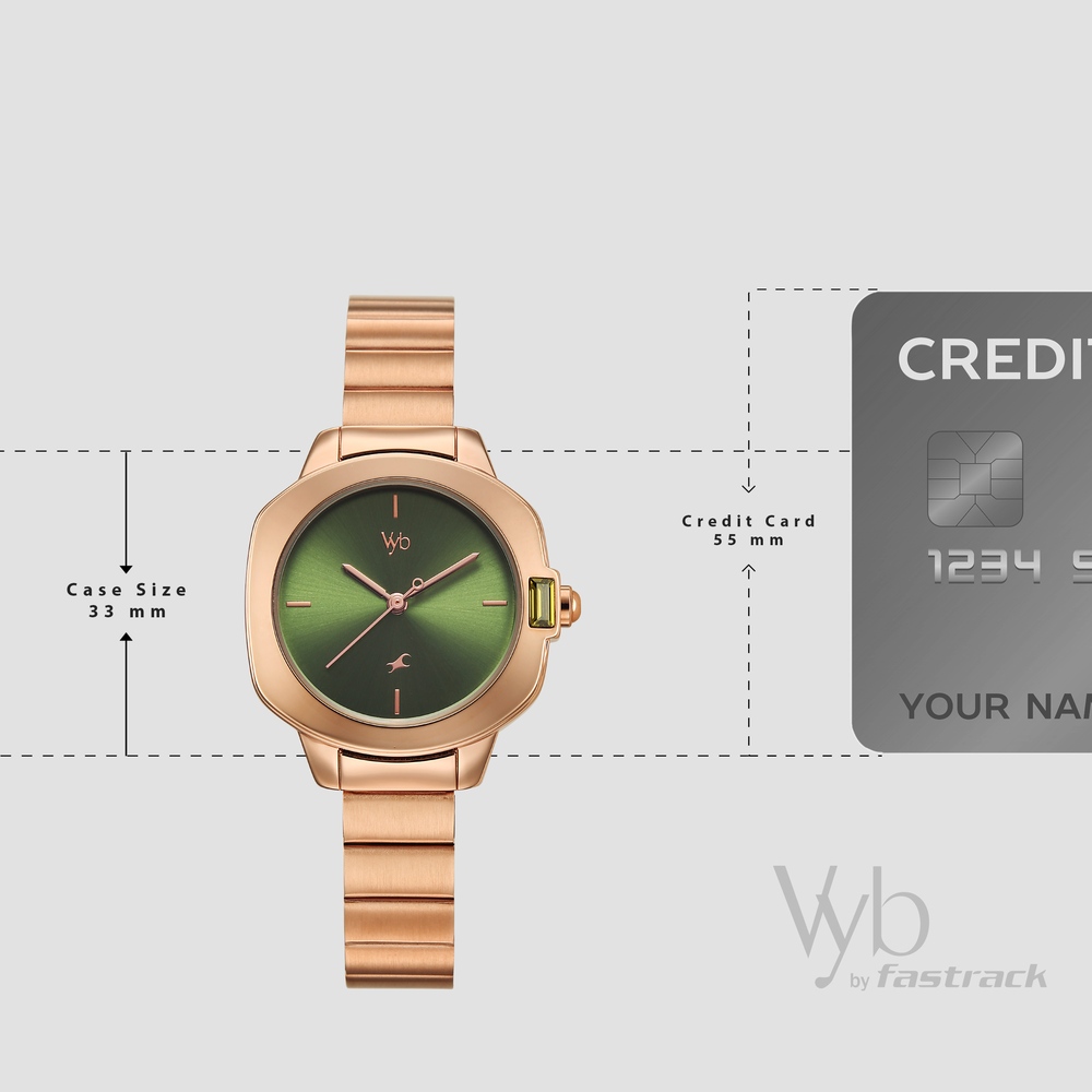 Buy Online Fastrack Vyb Seeker Quartz Analog Green Dial Metal Strap ...