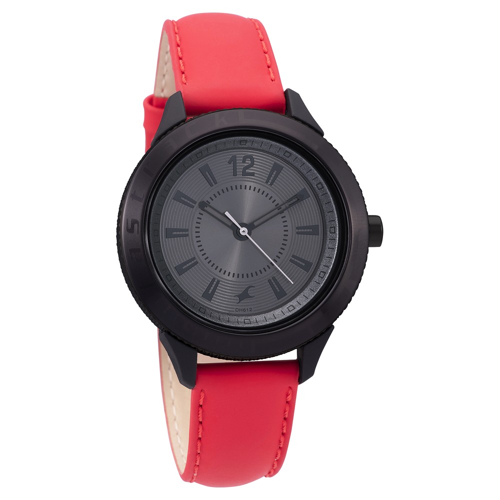 Buy Online Fastrack Quartz Analog Anthracite Dial Leather Strap Watch ...