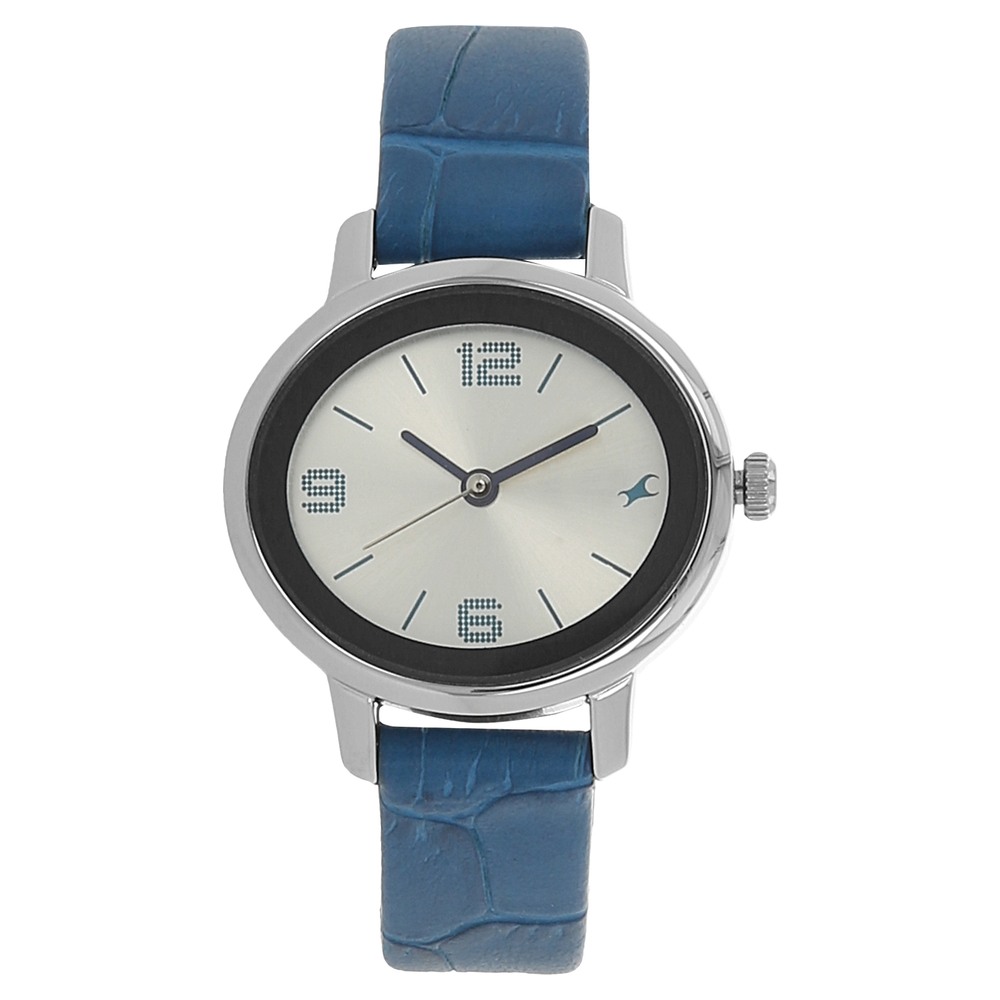 Buy Online Fastrack Quartz Analog Silver Dial Leather Strap Watch for ...