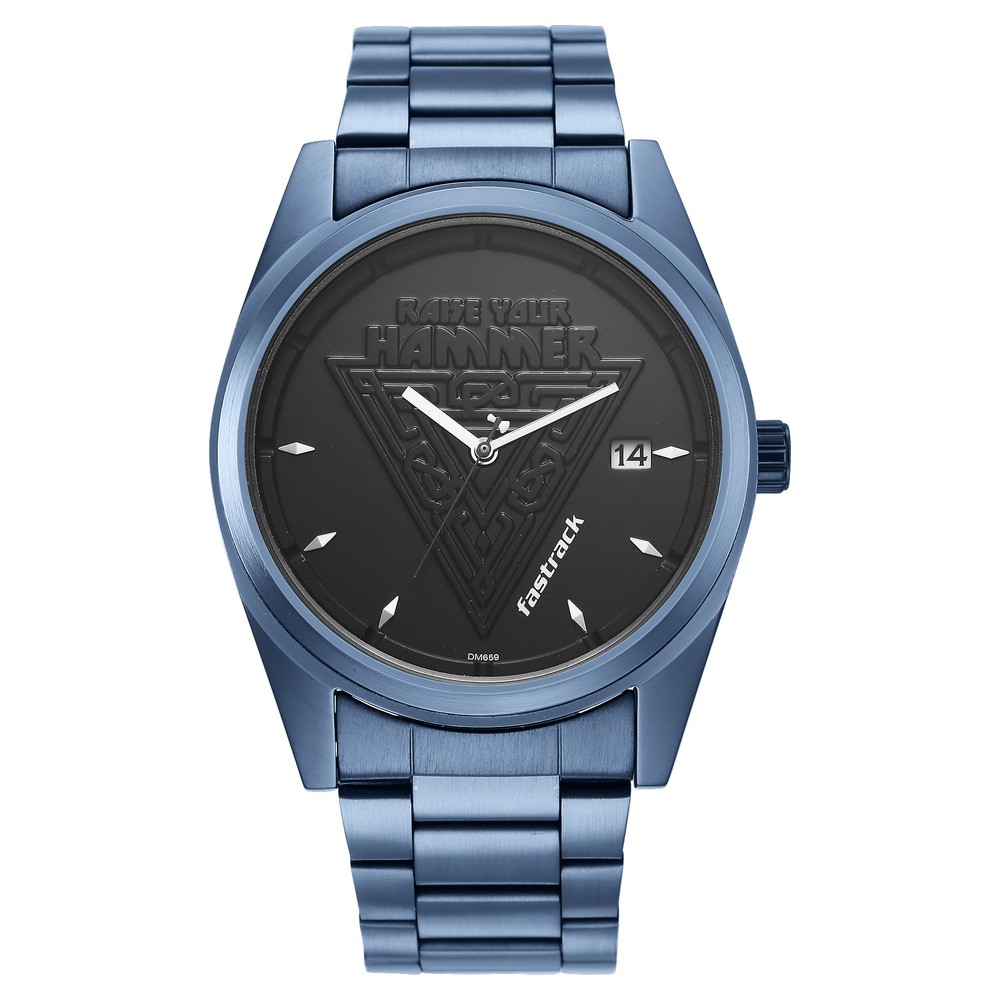 Buy Online Fastrack Thor Quartz Analog with Date Black Dial Metal Strap ...