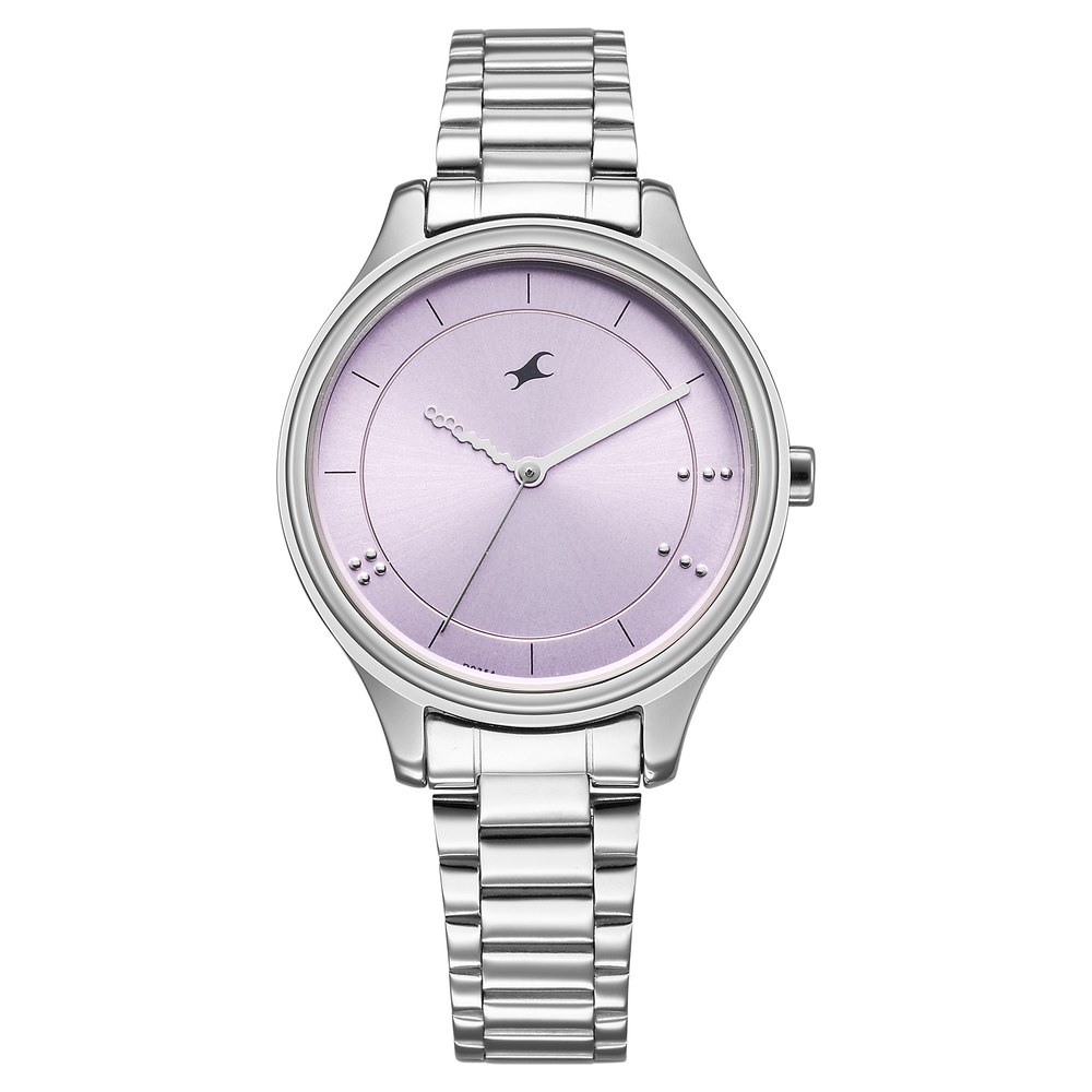 Buy Online Fastrack Stunners Quartz Analog Pink Dial Silver Metal Strap ...