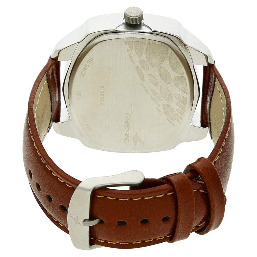 Buy Online Fastrack Quartz Analog Silver Dial Leather Strap Watch for ...