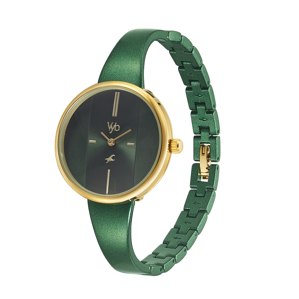 Buy Online Fastrack Vyb Siren Quartz Analog Green Dial Metal Strap ...