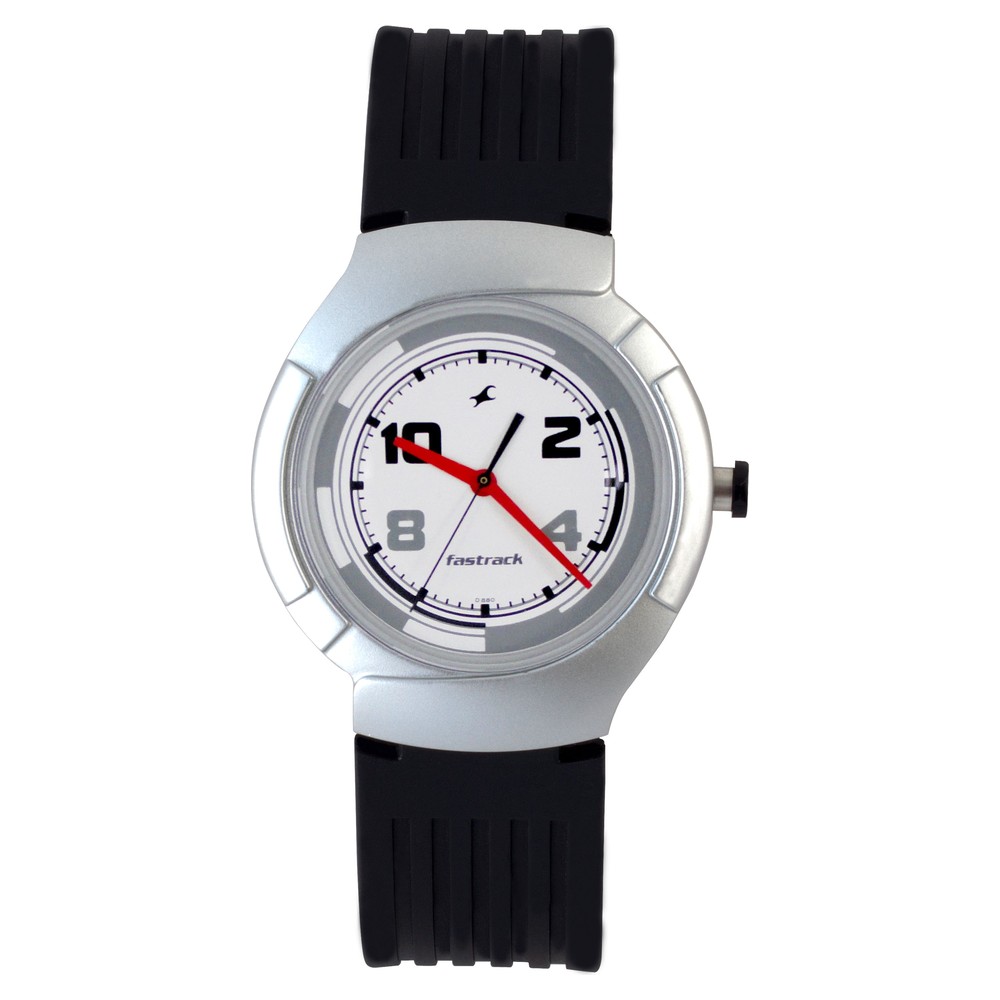 Fastrack Quartz Analog White Dial Plastic Strap Watch for Guys