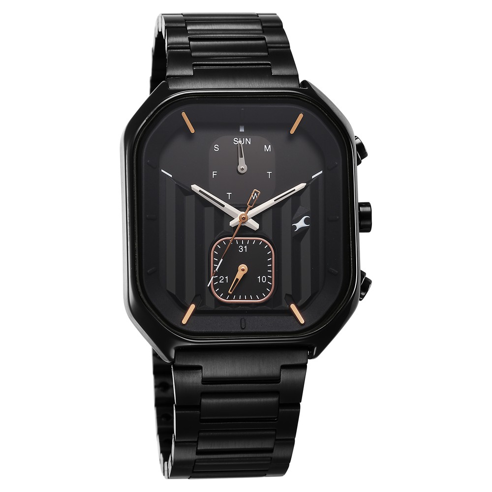 Buy Online Fastrack Fleek Quartz Multifunction Black Dial Black ...