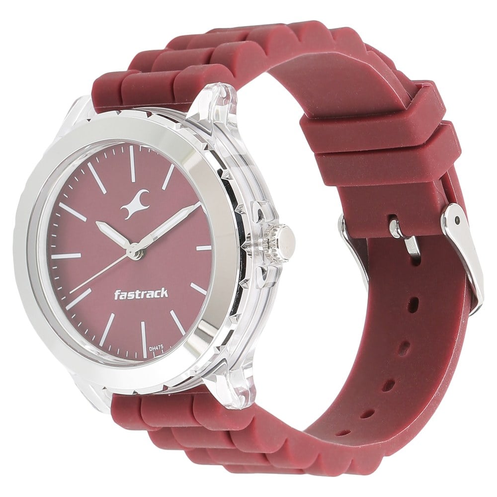 Buy Online Fastrack Trendies Quartz Analog Maroon Dial Silicone Strap ...