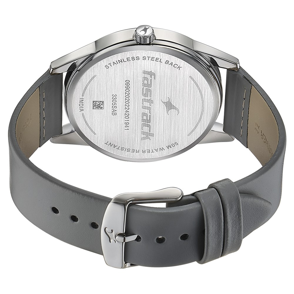 Buy Online Fastrack Stunners Quartz Analog Grey Dial Grey Leather Strap ...